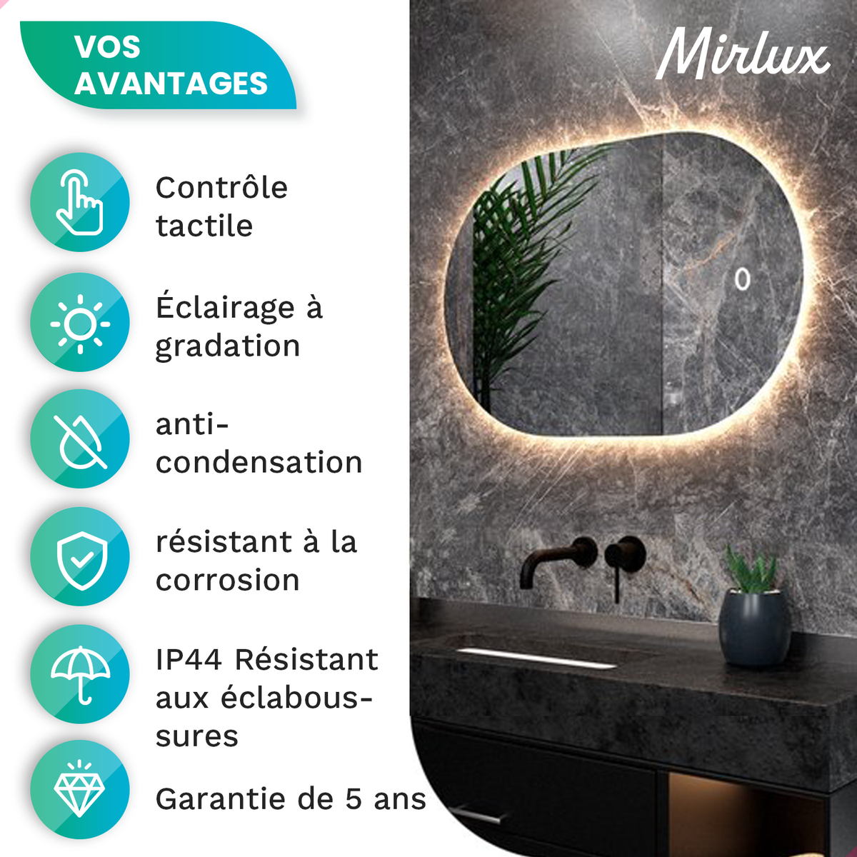 Mirlux | Miroirs de salle de bains de haute qualité